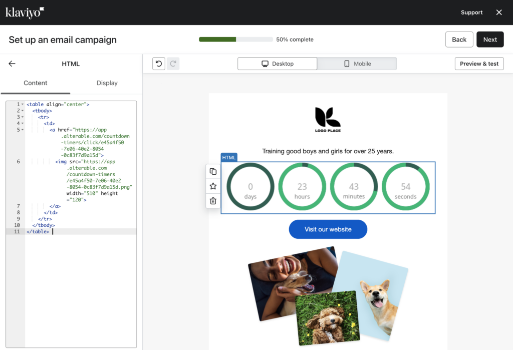 Add Countdown Timers in Klaviyo with Alterable - Alterable